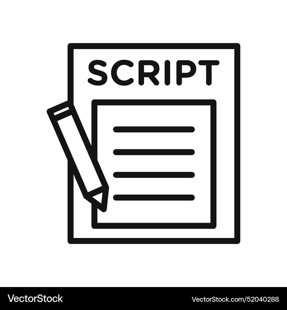 Script icon black and white sign Royalty Free Vector Image