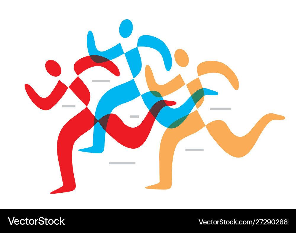 Three runners running race symbol Royalty Free Vector Image
