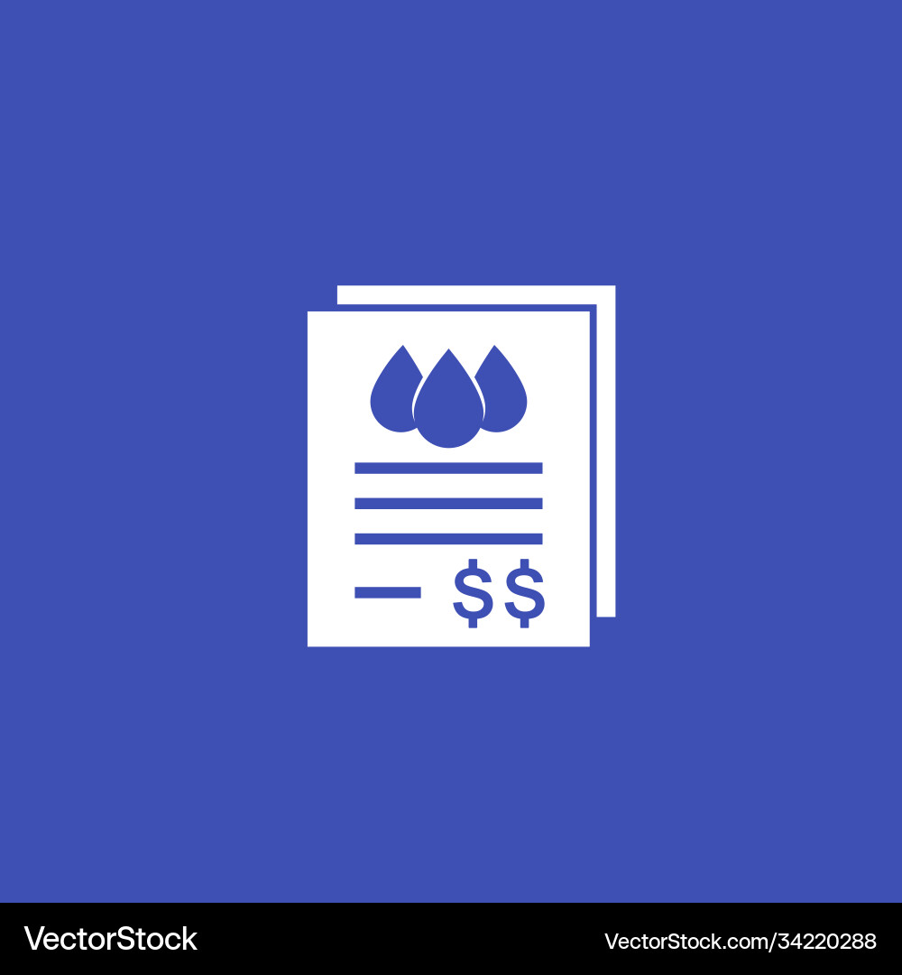Water utility bills icon Royalty Free Vector Image