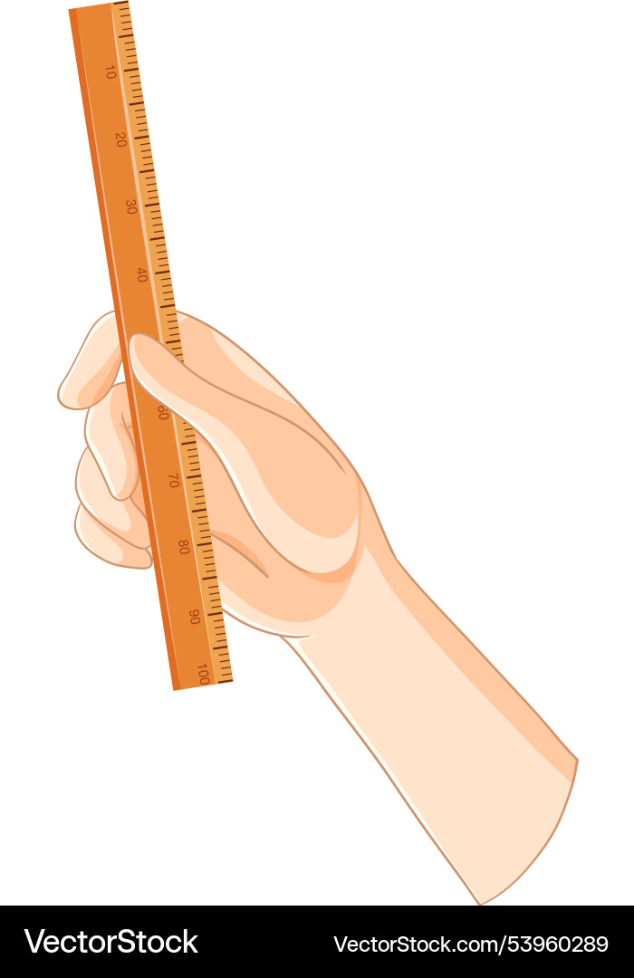 A hand gripping an orange ruler Royalty Free Vector Image