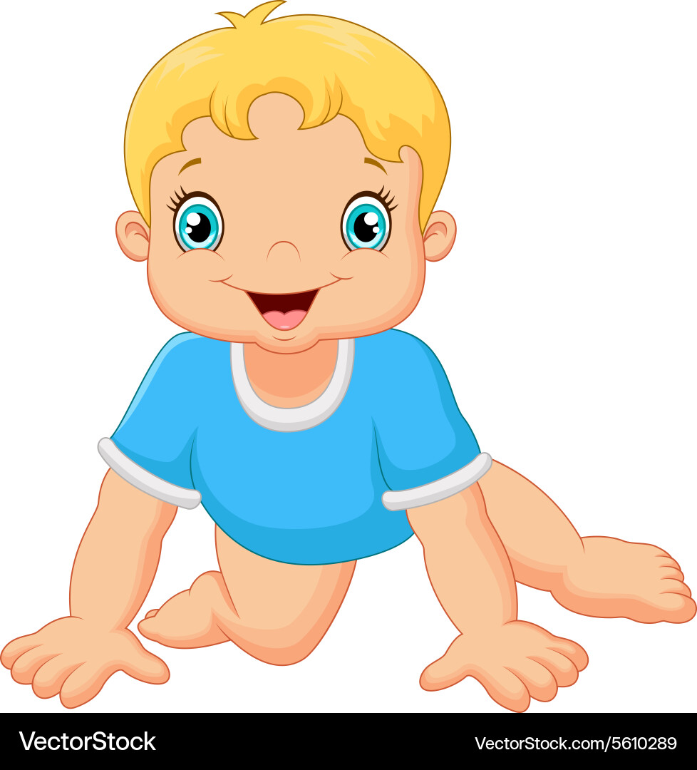 Cartoon little boy crawling Royalty Free Vector Image
