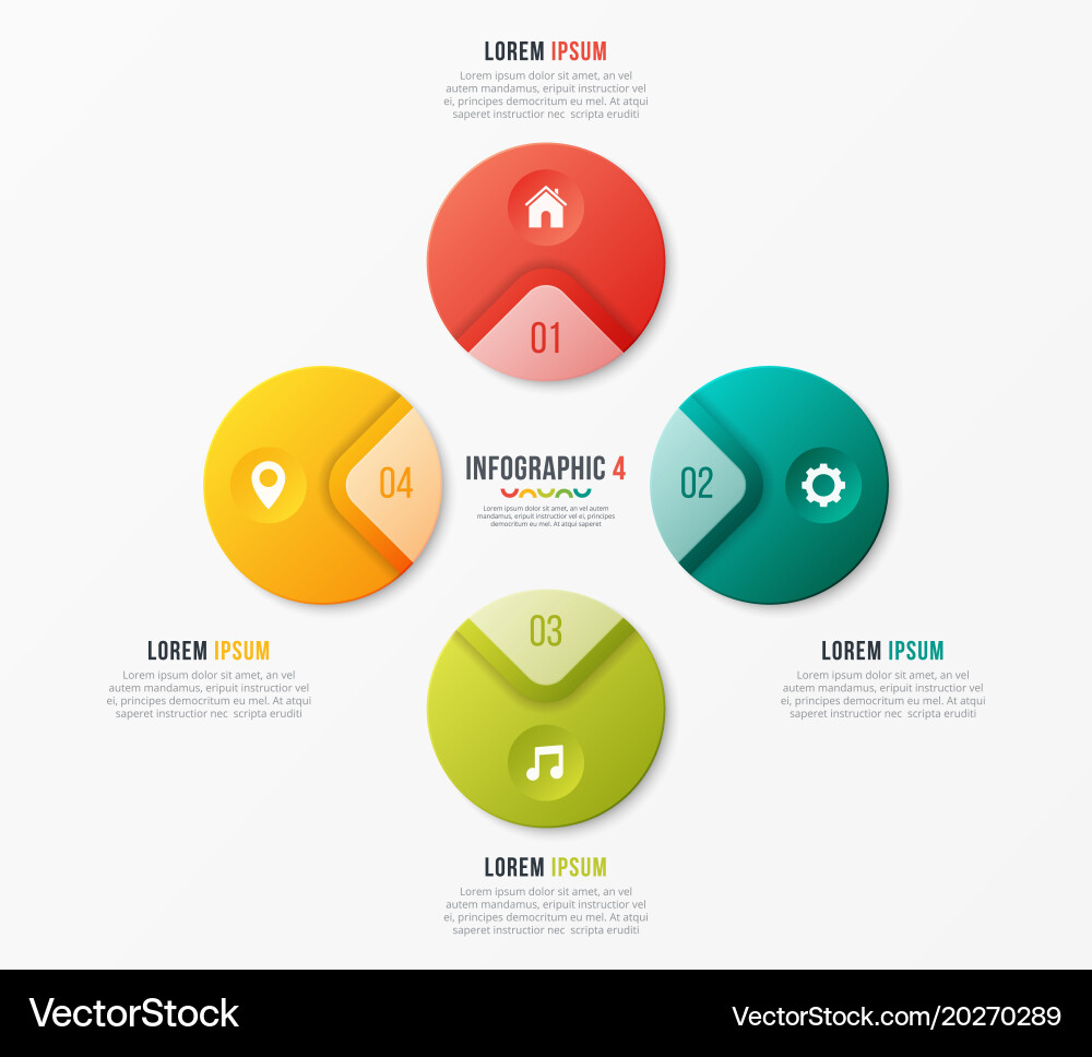 Circle chart template with 4 options Royalty Free Vector