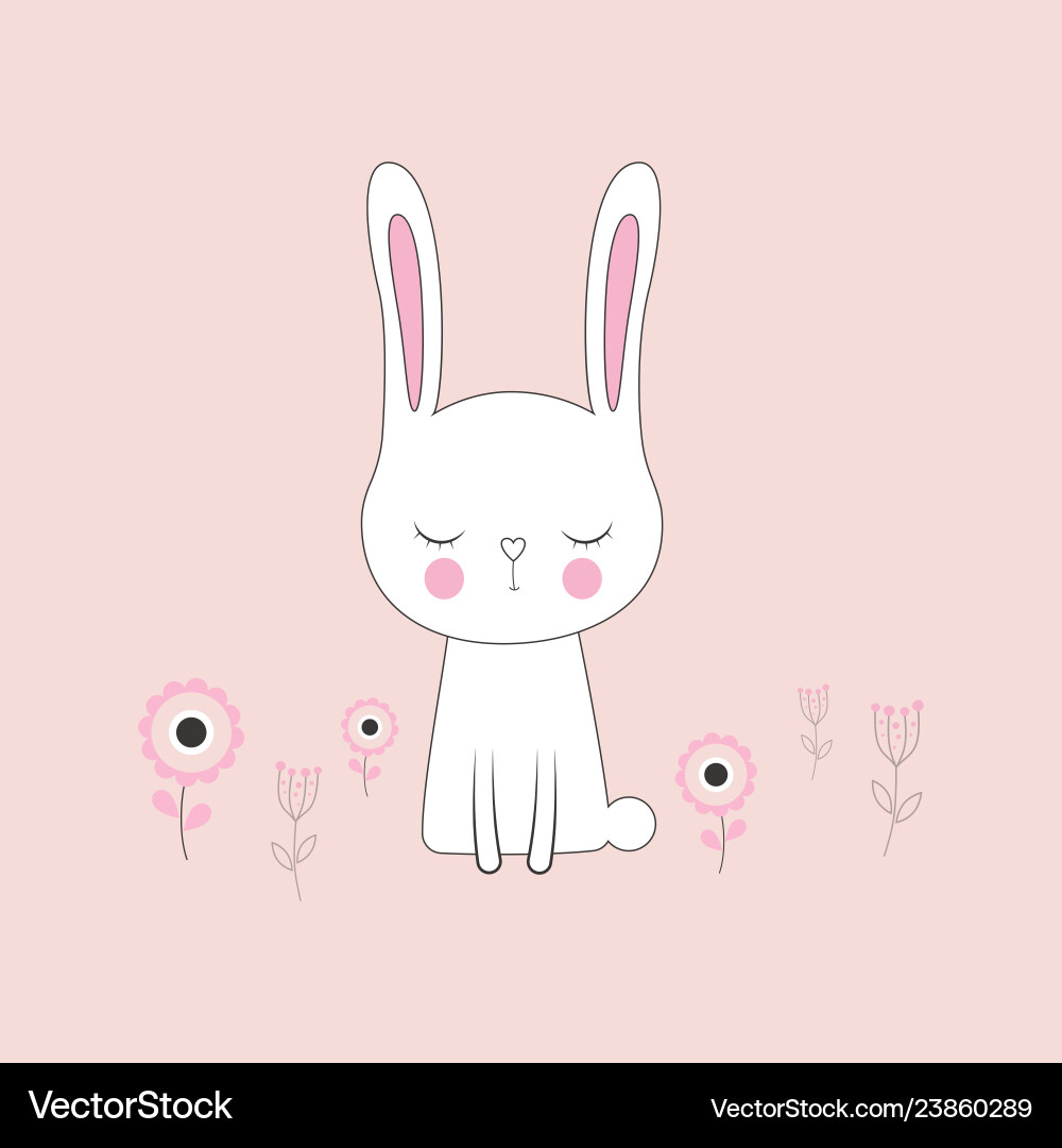 Cute bunny rabbit Royalty Free Vector Image - VectorStock