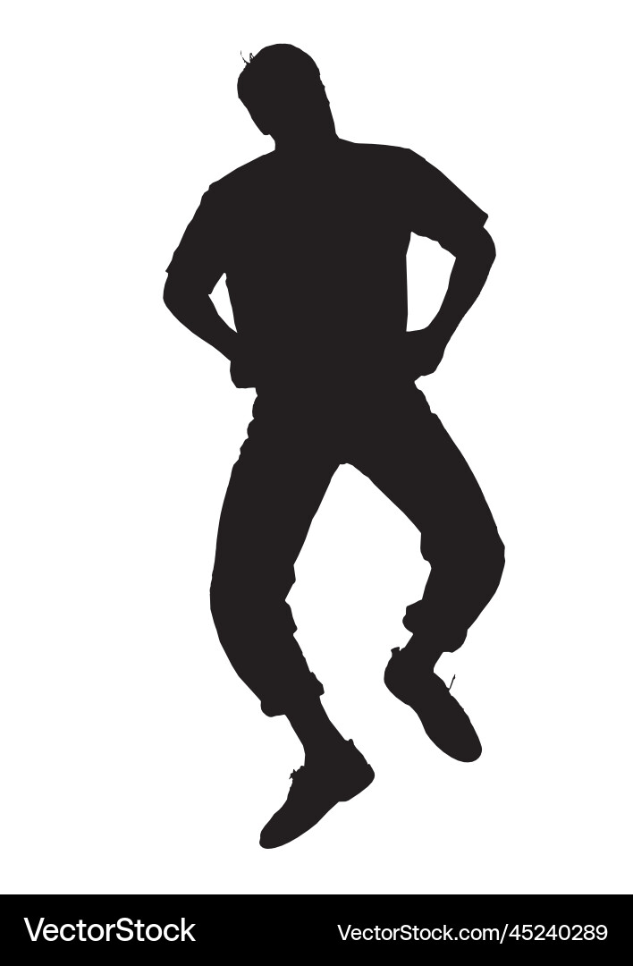 Dancing guy silhouette isolated on white Vector Image