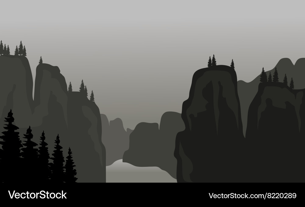 Dramatic Cliff Silhouette Royalty Free Vector Image