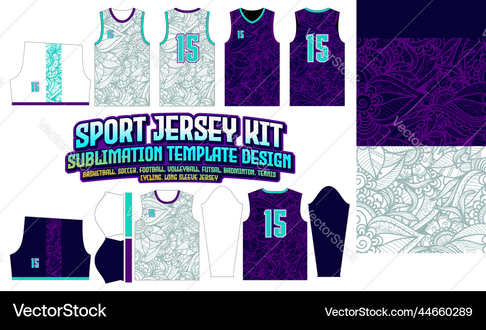 Flower sport wear jersey design pattern template Vector Image