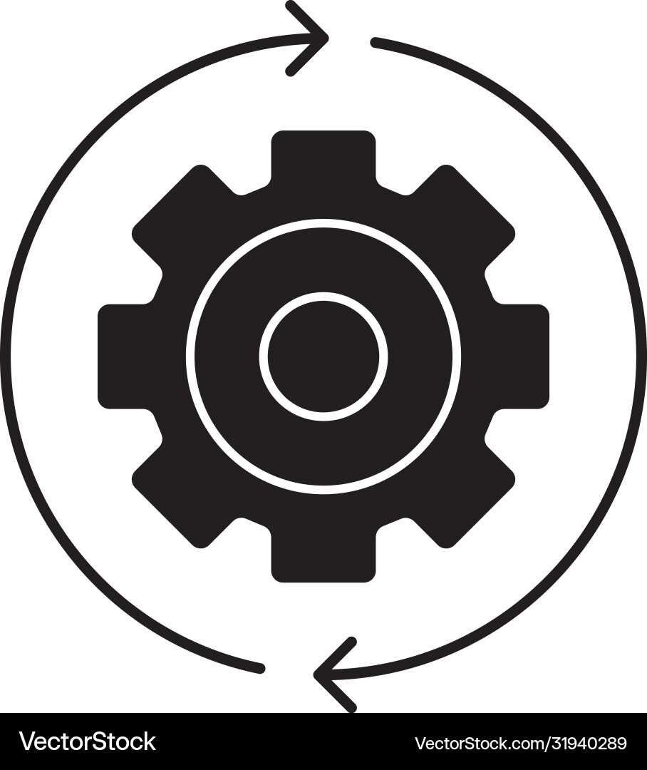 Gear with arrows silhouette style icon Royalty Free Vector