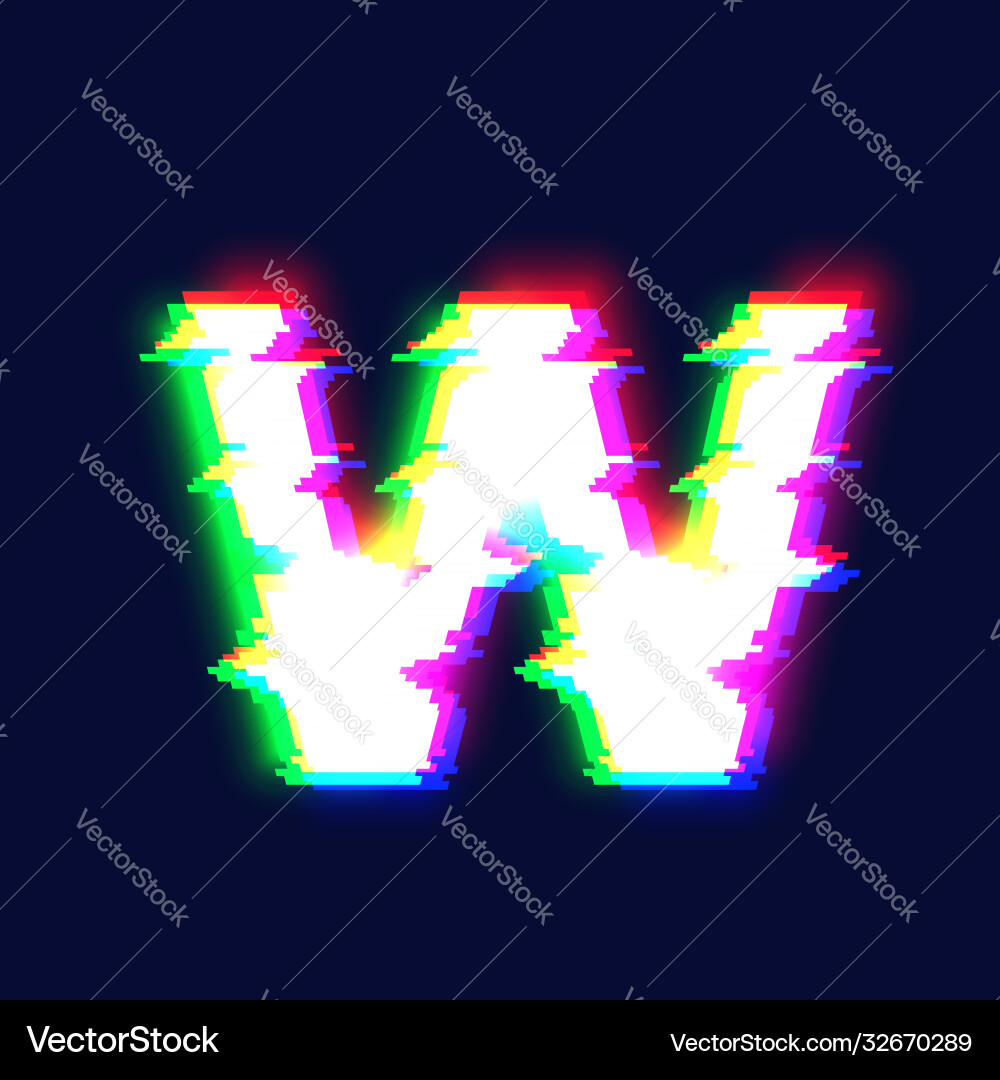 Glitchy W Character - Distorted Font Royalty Free Vector