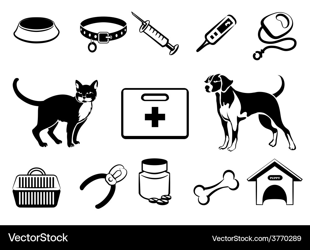 Pets veterinary medicine icons Royalty Free Vector Image