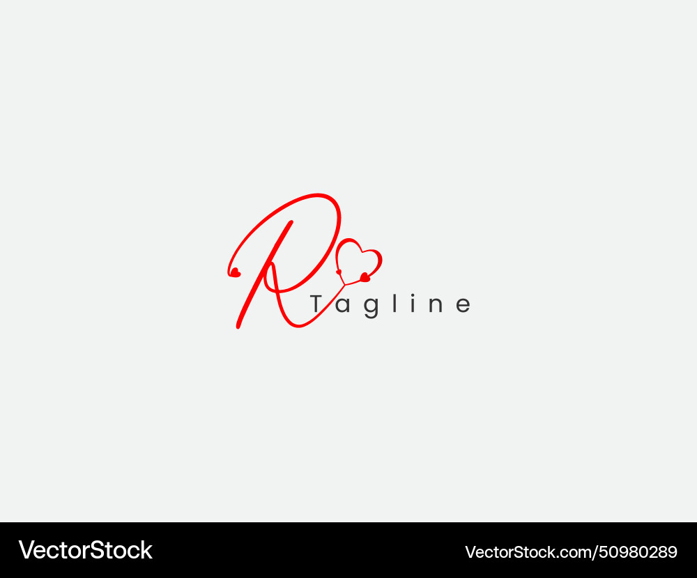 R letter logo design with love Royalty Free Vector Image