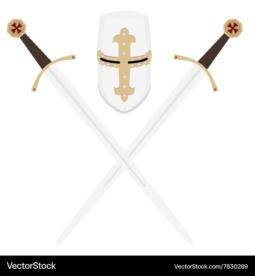 Templar swords and helmet Royalty Free Vector Image
