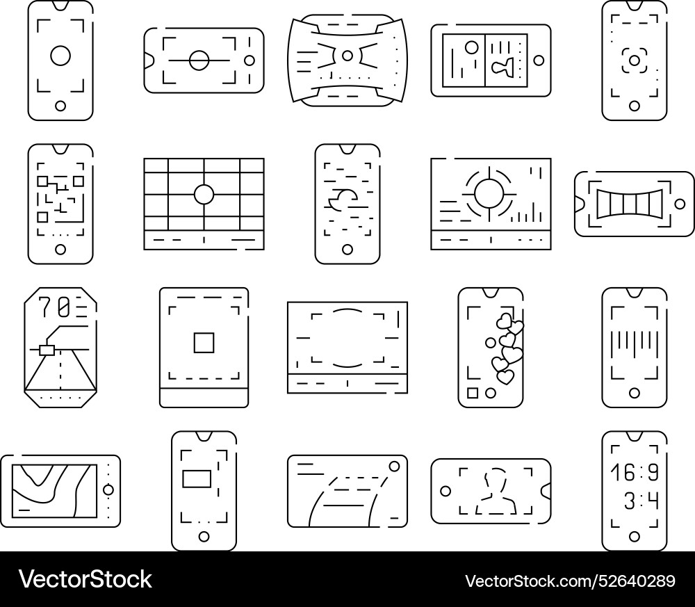 Viewfinder smartphone function icons set Vector Image