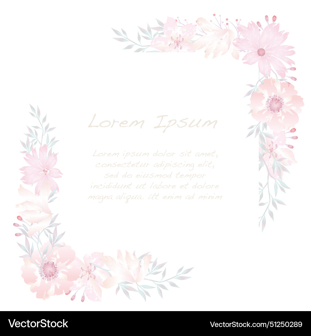 Watercolor floral square frame Royalty Free Vector Image