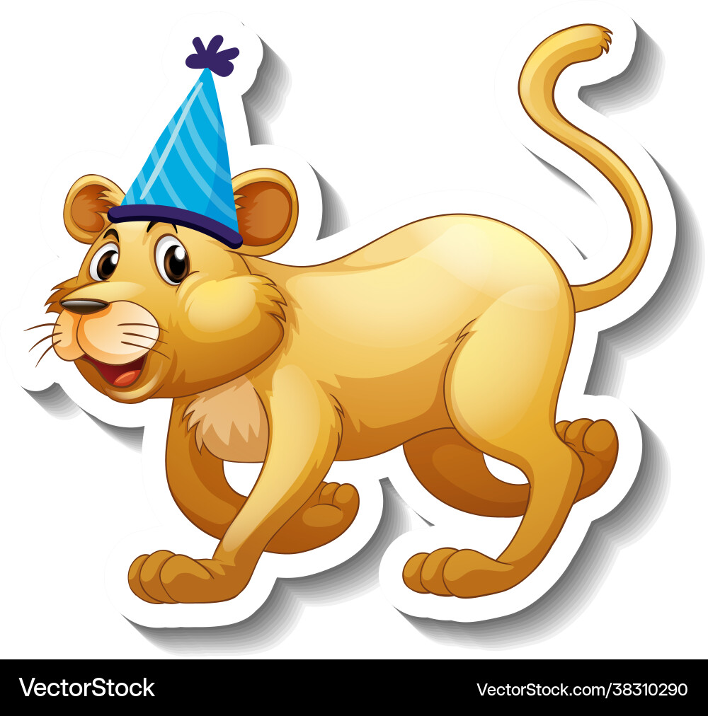 A sticker template with female lion wearing Vector Image
