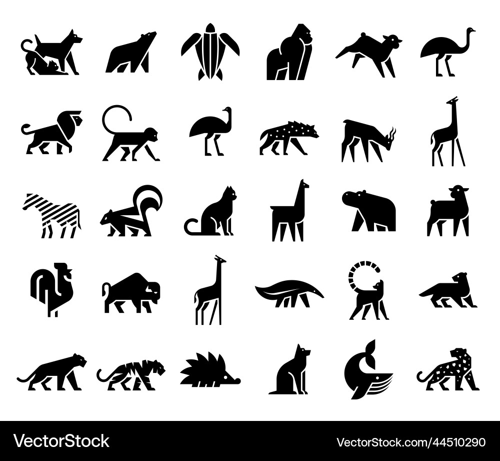 Animals logos collection Royalty Free Vector Image