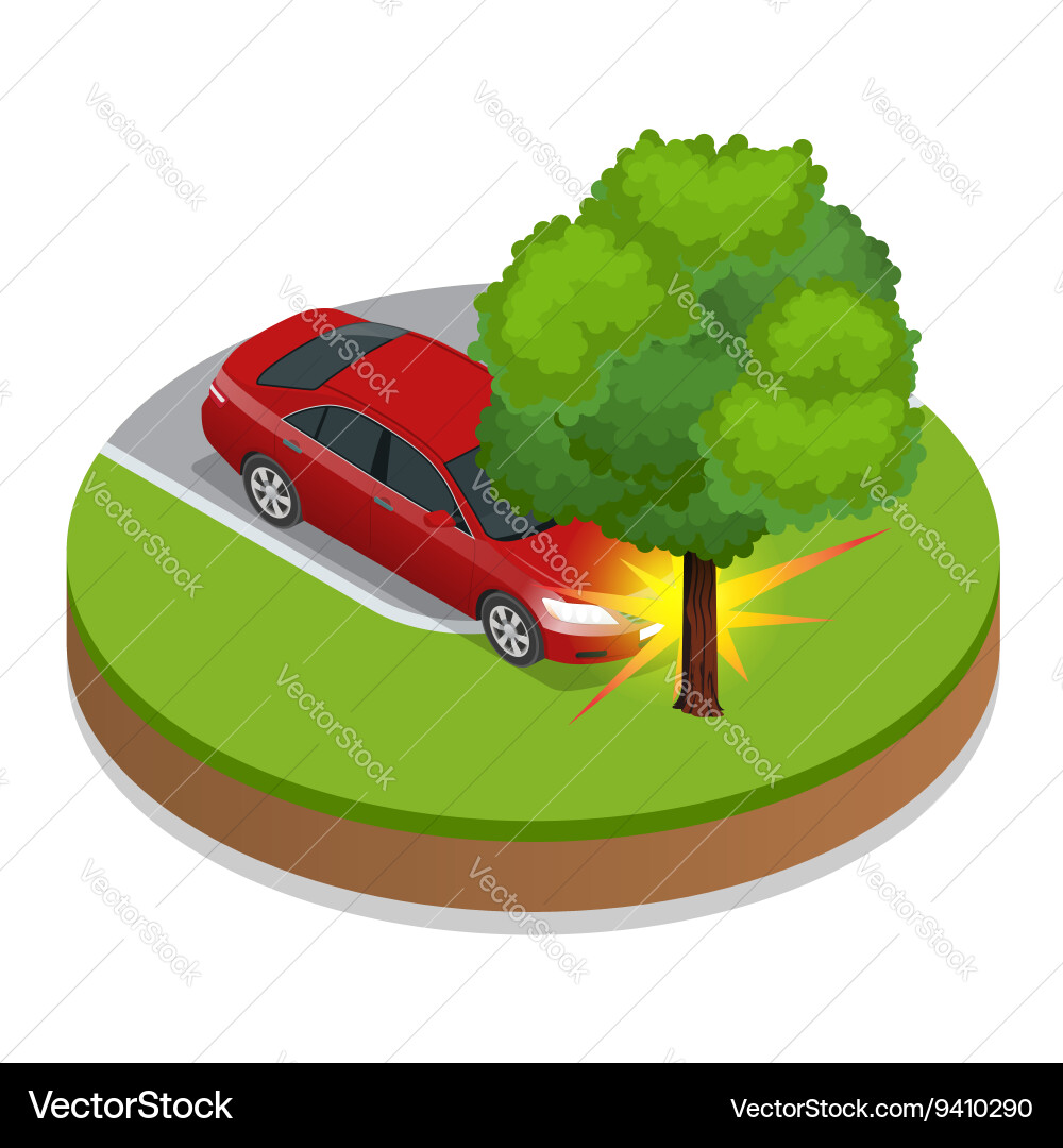 Car accident crash flat 3d isometric Royalty Free Vector