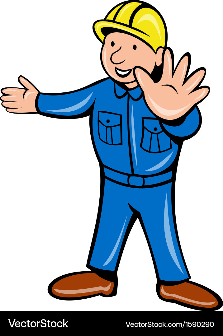 Construction Worker Stop Sign Hand Royalty Free Vector Image