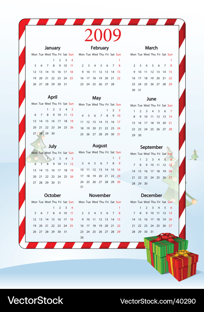 European calendar Royalty Free Vector Image - VectorStock