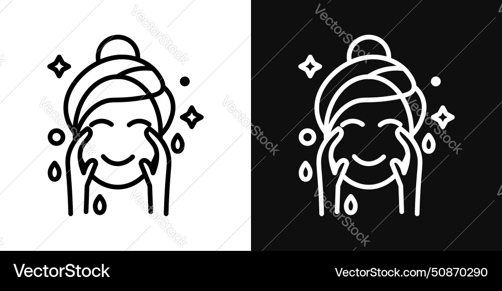 Face washing icon set woman dace Royalty Free Vector Image