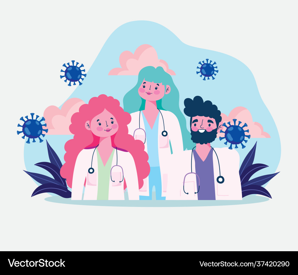Frontline heroes doctors Royalty Free Vector Image