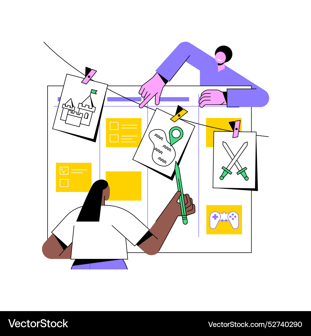 Game storyboarding isolated cartoon Royalty Free Vector