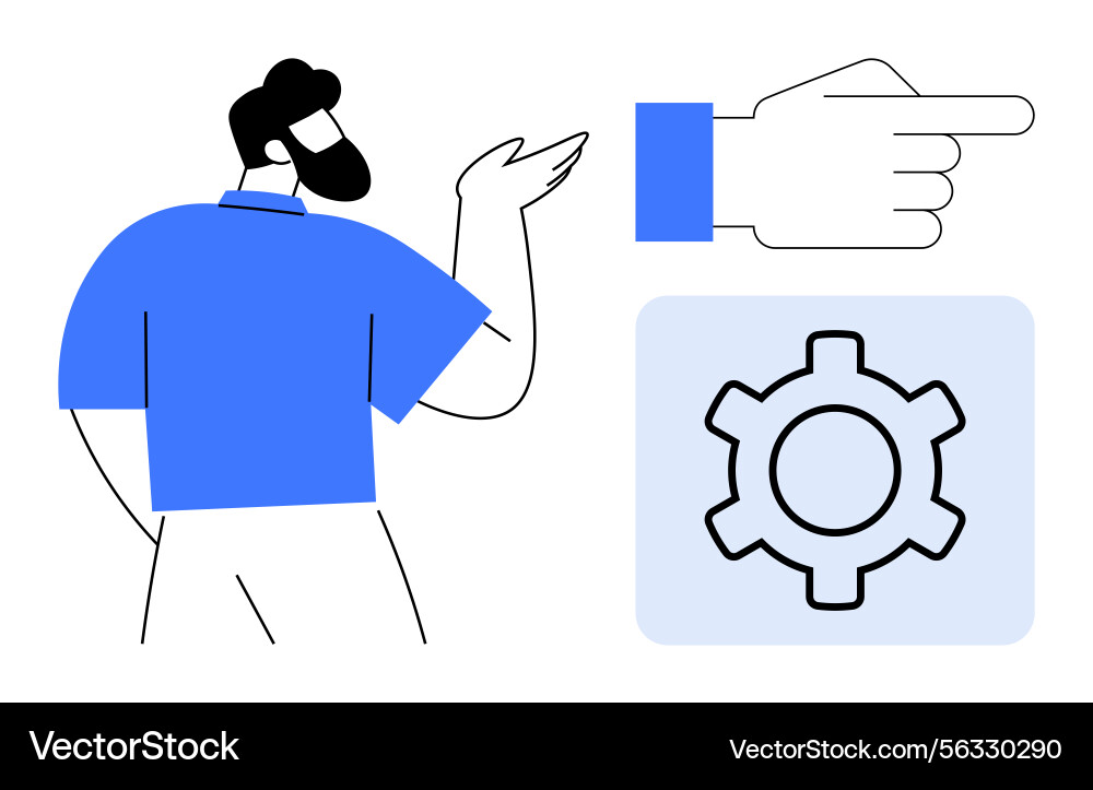 Gesturing Person with Gear Icon Royalty Free Vector Image