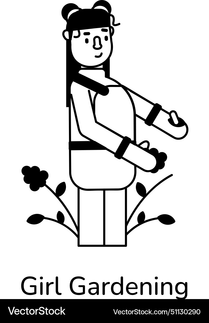 Girl gardening Royalty Free Vector Image - VectorStock