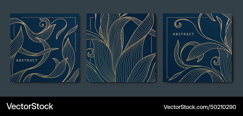 Set of gold design floral patterns leaf Royalty Free Vector