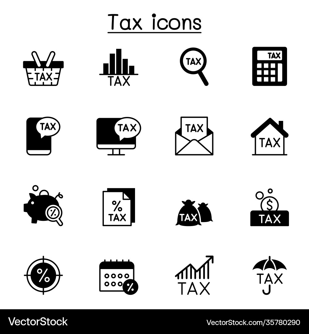 Tax icon set graphic design Royalty Free Vector Image