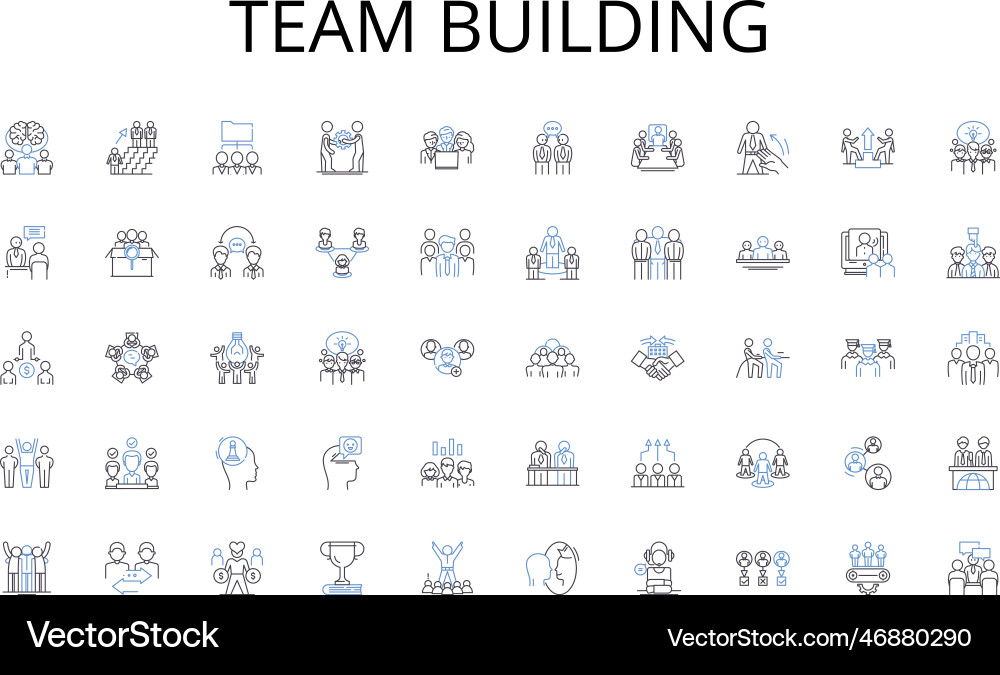 Team building line icons collection prestige Vector Image