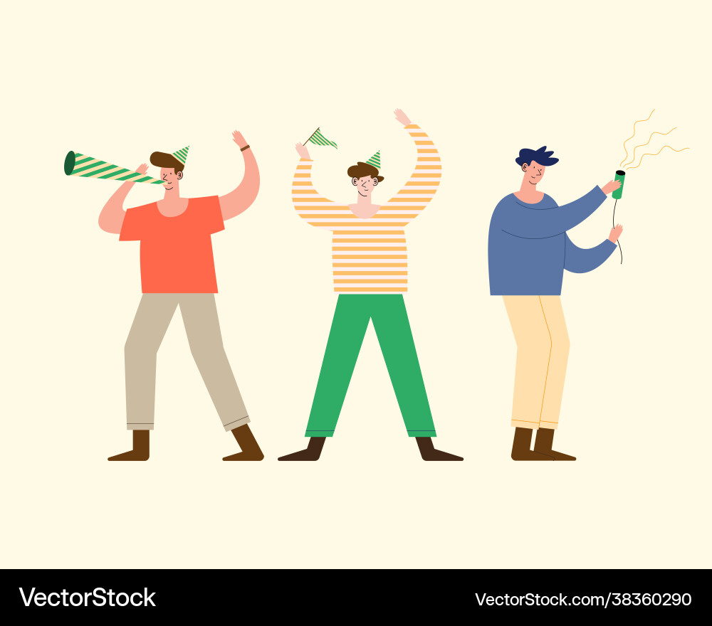 Three boys celebrating Royalty Free Vector Image
