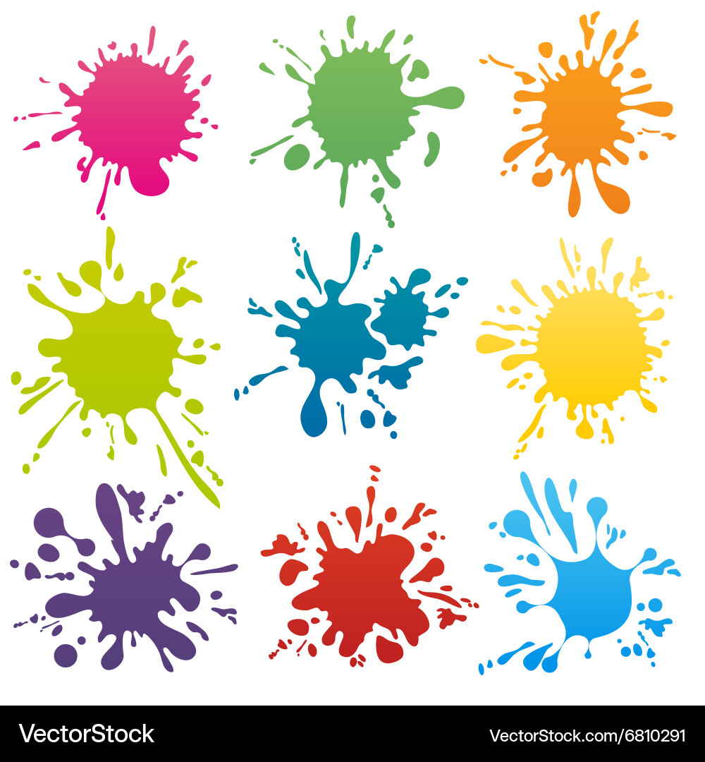 Colorful ink spots set Royalty Free Vector Image