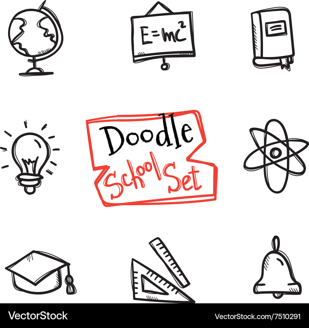 Doodle style school set cute hand drawn Royalty Free Vector