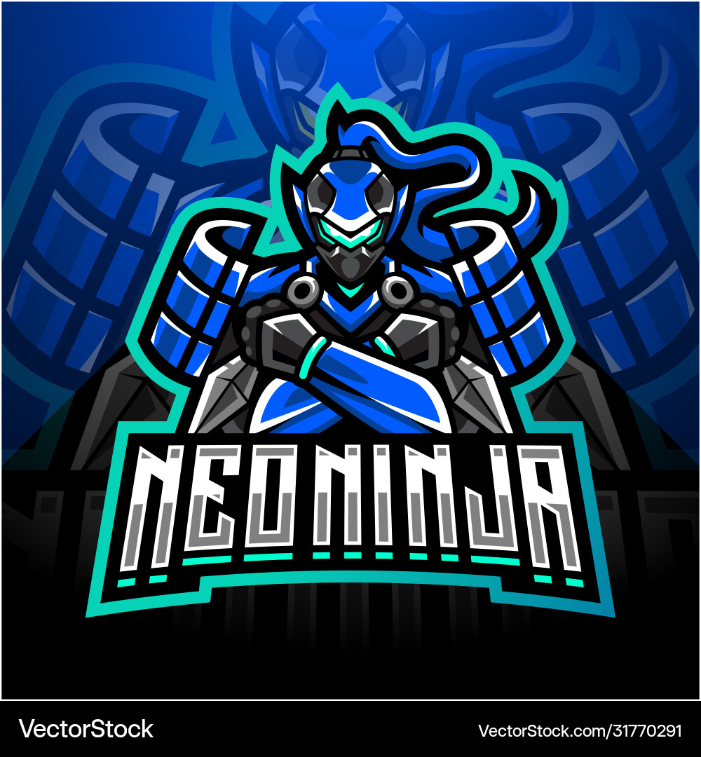 Neo ninja esport mascot logo design Royalty Free Vector