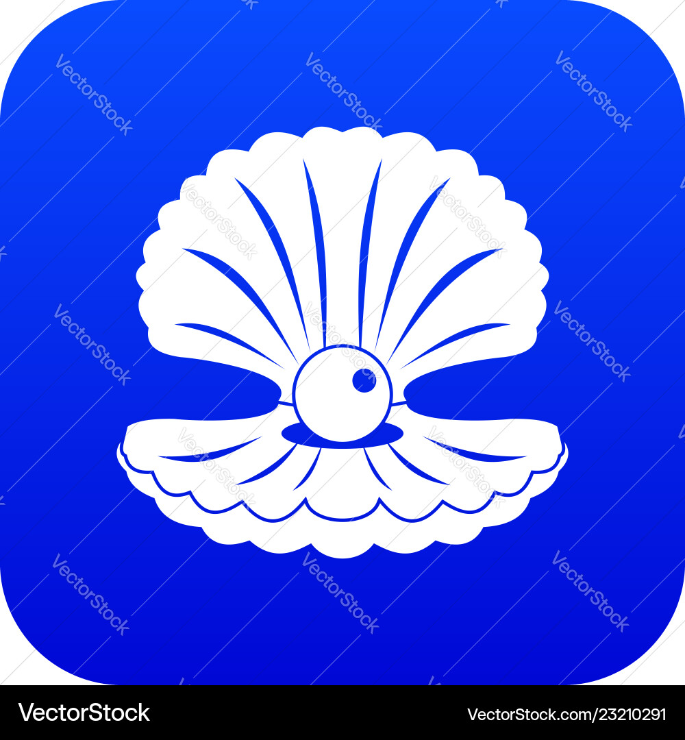 Pearl in a shell icon digital blue Royalty Free Vector Image