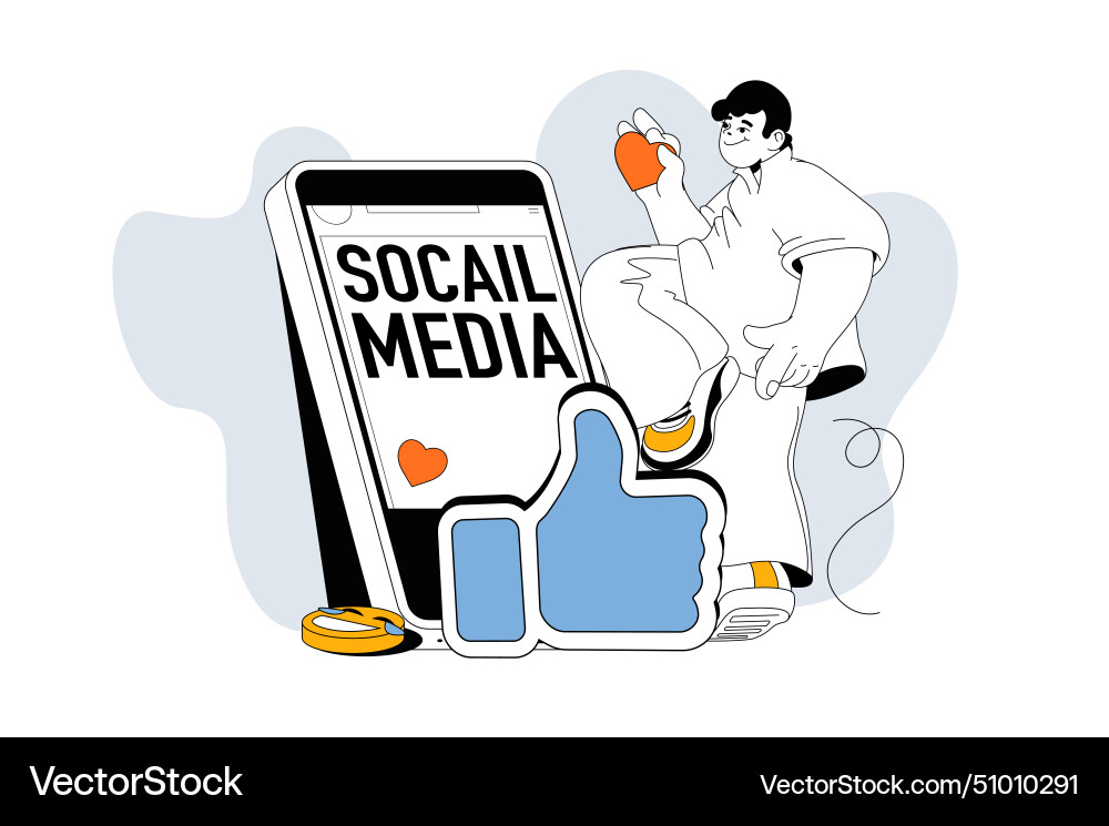 Social media outline web modern concept in flat Vector Image