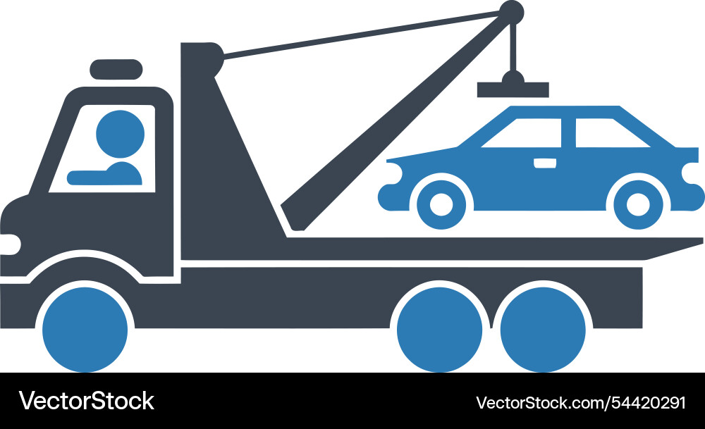 Tow LKW mit Autolade-Symbol Lizenzfreies Vektorbild
