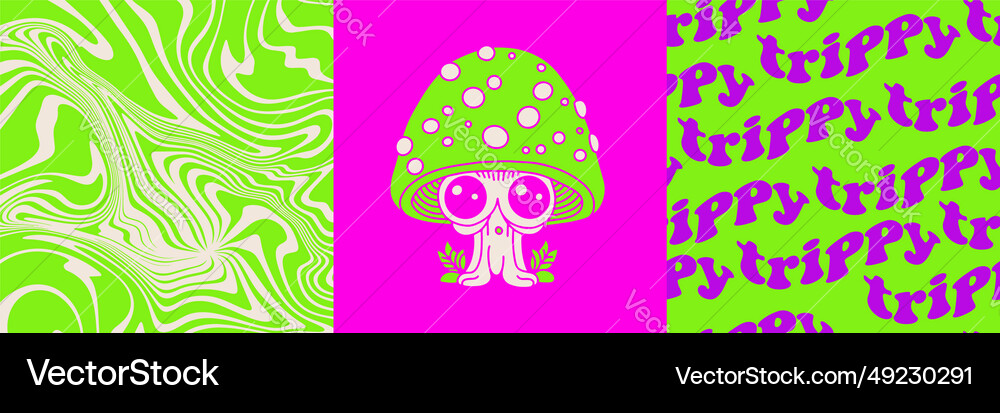Trippy psychedelic art 70s surreal design covers Vector Image
