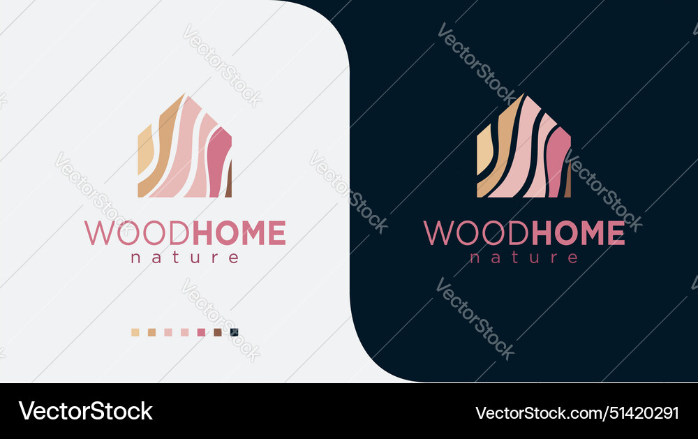 Wood house logo home design template Royalty Free Vector