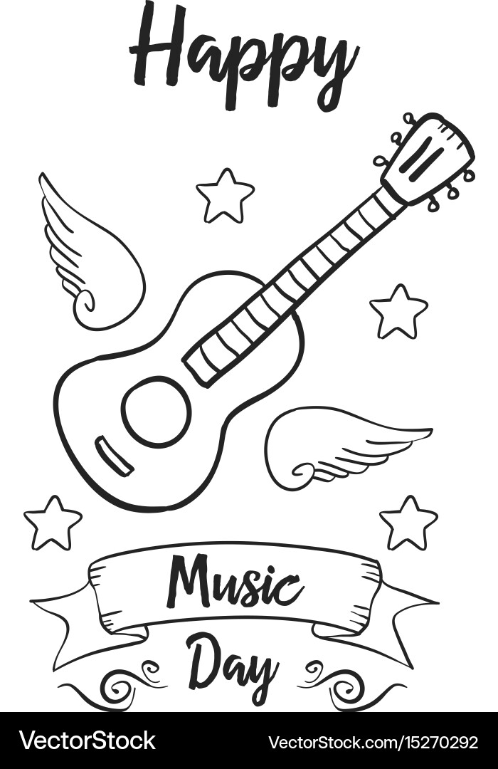 Background music day hand draw collection Vector Image