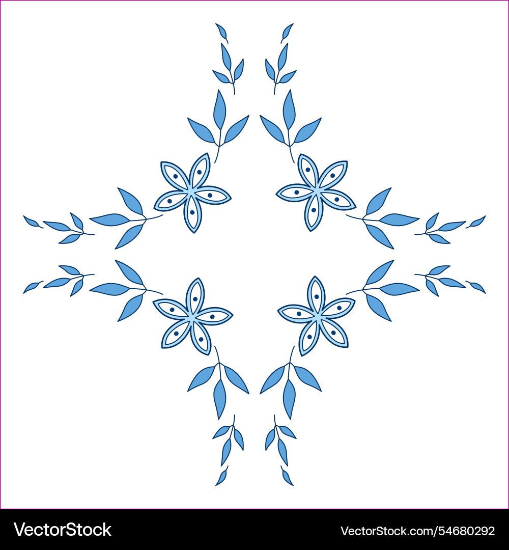 Blue romantic vintage floral square pattern Vector Image