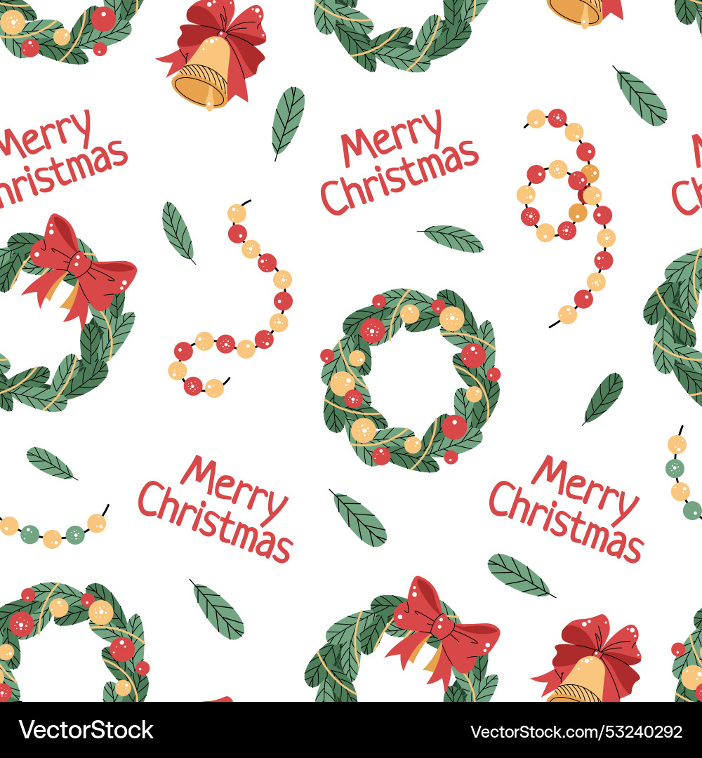 Colorful Christmas Bells Pattern Royalty Free Vector Image