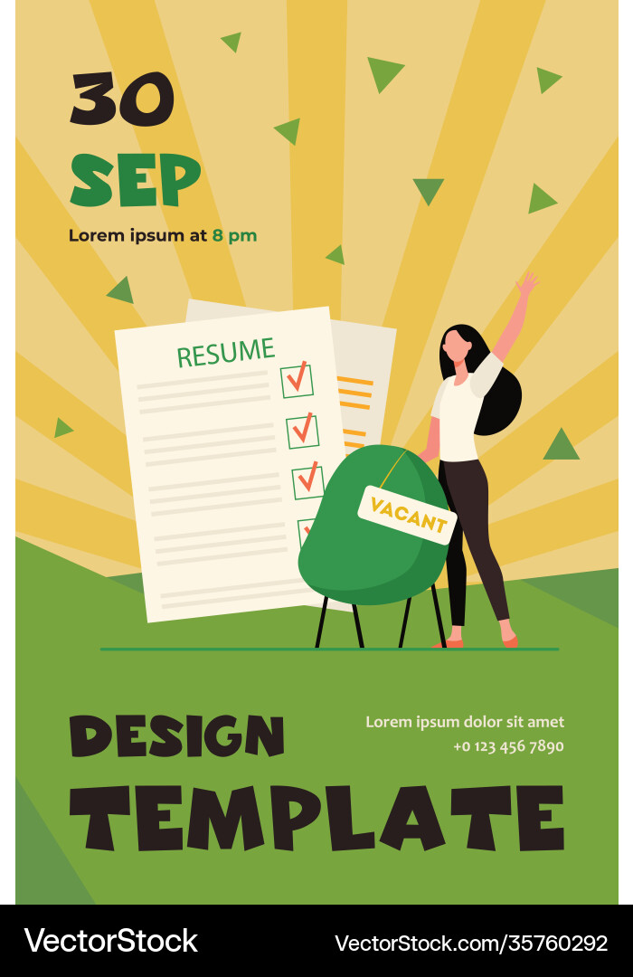 Female employee looking for vacant position Vector Image