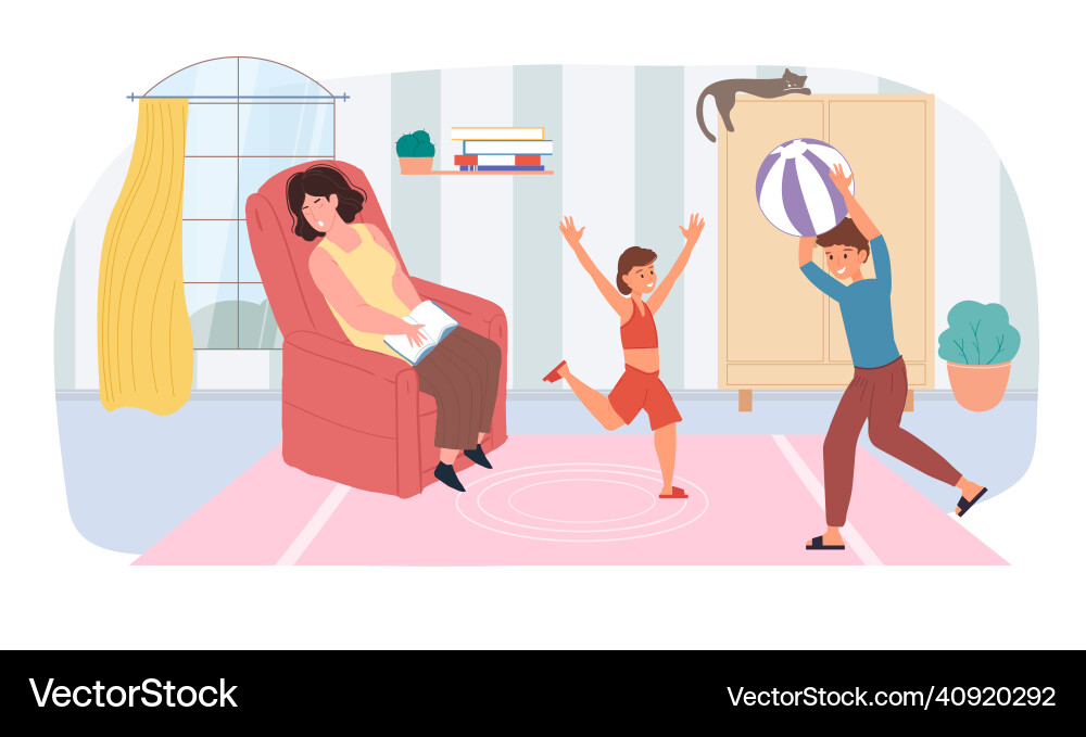 Flat cartoon characters in life scenefamily Vector Image