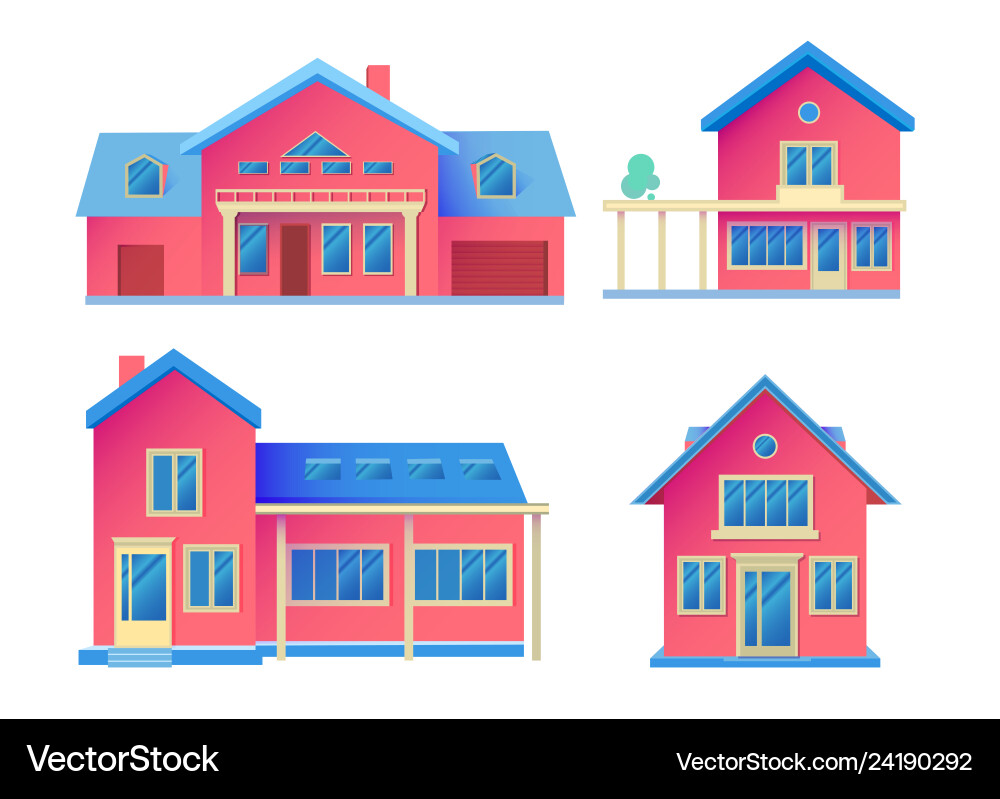 House facade building front view cottage concept Vector Image