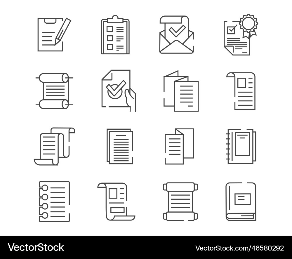 Paper icons line set Royalty Free Vector Image