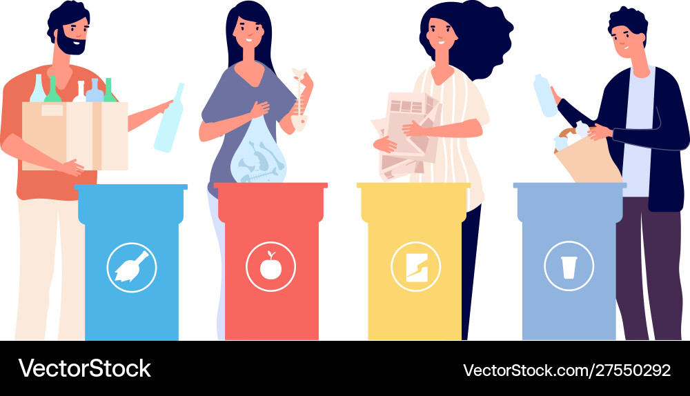 People sorting trash recyclable garbage Royalty Free Vector People sorting trash recyclable garbage Royalty Free Vector