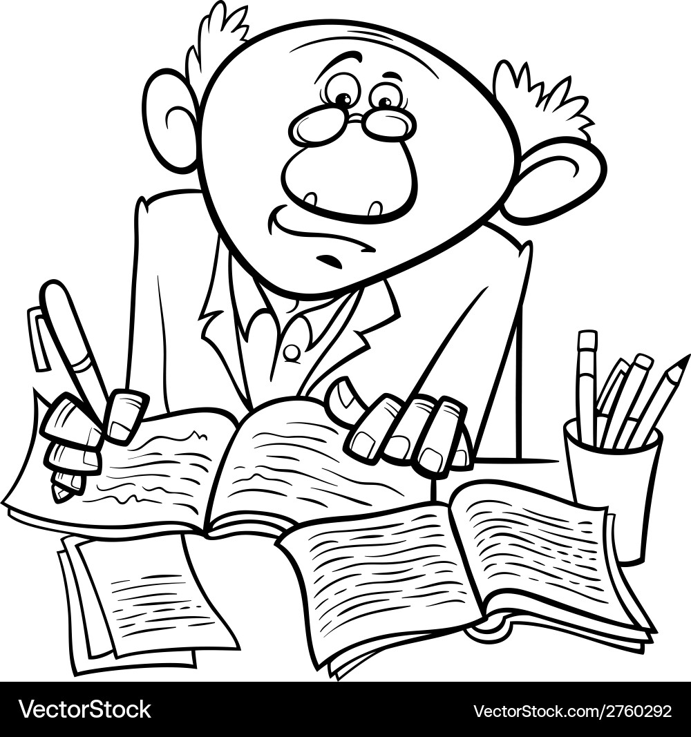 Professor or writer cartoon coloring page Vector Image