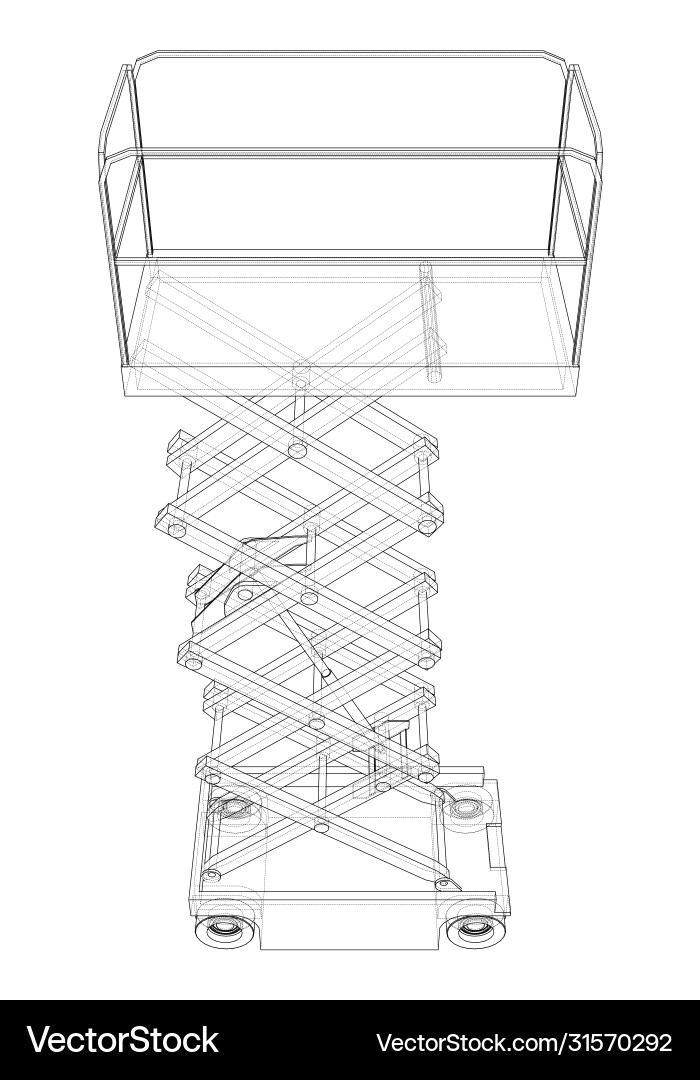 Scissor lift concept outline Royalty Free Vector Image