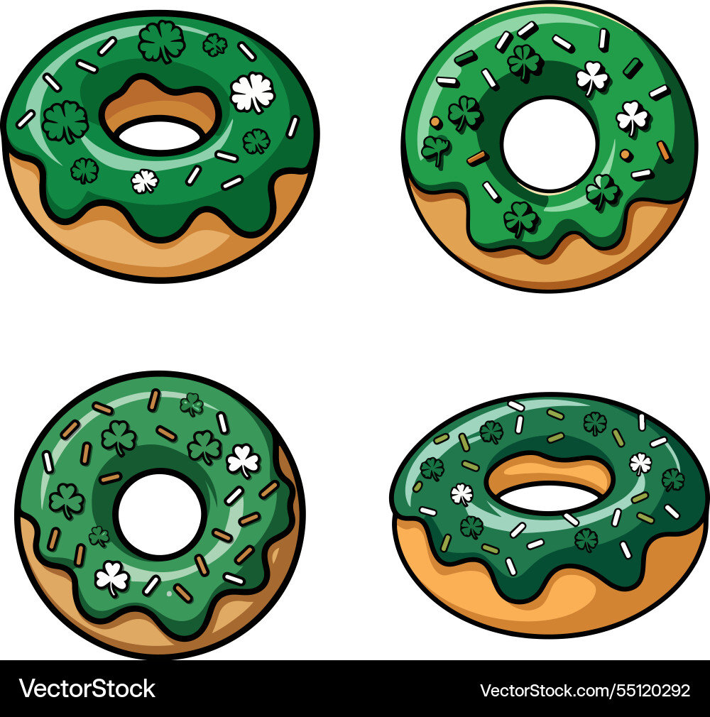St patrick donut with clover clipart Royalty Free Vector